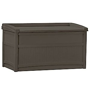 ALIDAM Deck Box Storage Box 50 Gallon Outdoor Deck Storage Box Resin Patio Seat Garden Bench, Brown Patio Deck Garden Furniture