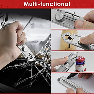 BIBURY 2 Pack Mutipurpose Utility Knife, Heave Duty Full Stainless Steel Retractable Box Cutter with 10PCS replaceable Blades (18mm Wide), Multi-functional Extended Razor Knife for Office, Home,School