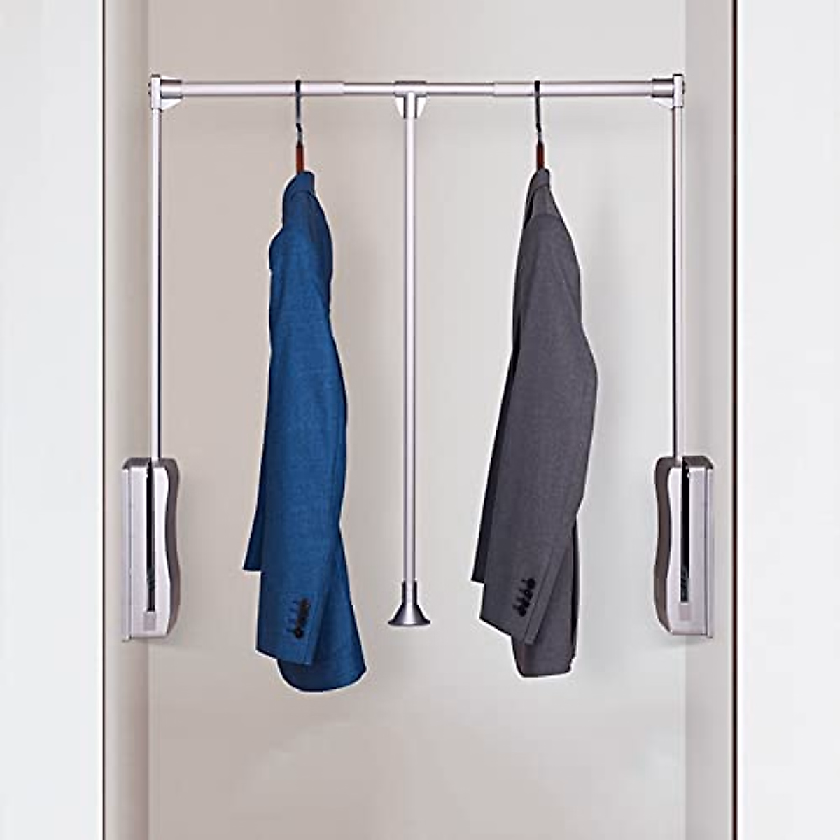 WERTY Pull Down Closet Rod Aluminum Adjustable 17.7-45.2 in Heavy Duty Closet Pull Down Rods Hanger for Hanging Clothes Wardrobe Lift Rail Organizer Storage System, Clothing Finishing Rack