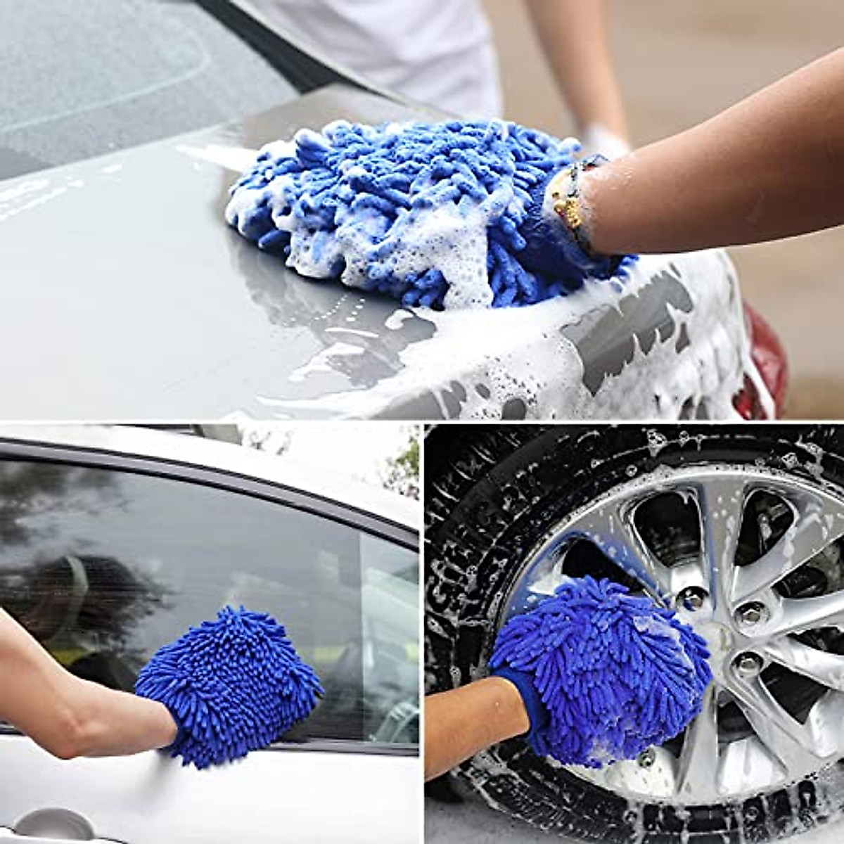 Hose Soap Sprayer Nozzle 8 Patterns, Car Wash Soap Sprayer Foam Sprayer Gun with 3.5oz/100cc Soap Dispenser Bottle, Washing Mitt, Garden Hose Nozzle Sprayer for Cleaning, Plant Watering, Showering Pet