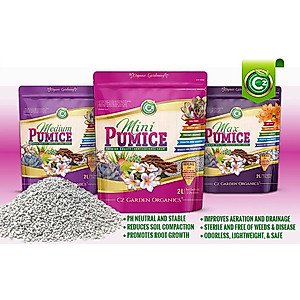 Pumice Stone Grow Media - Made in USA for Bonsai • Succulents • Cactus • Orchids - Horticultural Soil Amendment Additive Conditioner for Indoor and Outdoor Plants and Organic Gardens