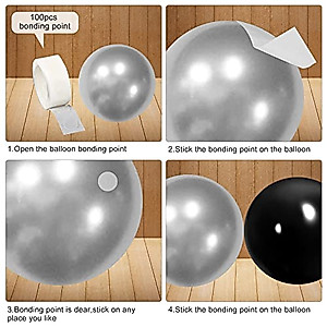 Black Silver White Balloons Garland Arch Kit, 112Pcs Black White and Metallic Silver Confetti Latex Balloons Party Decorations for Birthday Graduation Wedding Bridal Shower Theme Decor