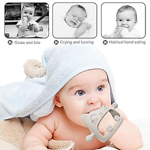Baby Teether-Teething Toys for Babies 0-6 Months-Silicone Teething Mitt with Cute Cat Shape Baby Toys 6 to 12 Months,Newborn Essentials Must Haves for Teething Relief,Ideal Baby Shower Gifts for Moms