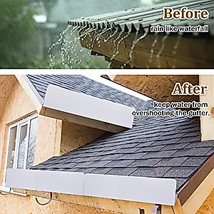 4 Pcs Gutter Valley Splash Guards Downspout Diverter Roof Rain Diverter White Roofing Gutter Guards with 40 Screws Gutters for House Residential Flat Shingle Roofs Corner (Straight)