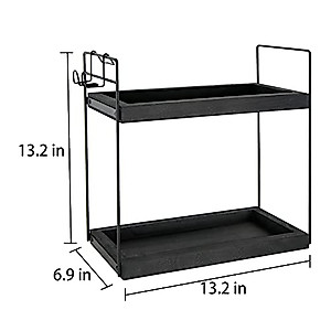 2 Tier Bathroom Counter Organizer, Bathroom Organizer Countertop, Wood Bathroom Counter Trays Vanity Organizer, Bathroom Countertop Organizer Kitchen Organizer for Countertop Coffee Station Organizer…