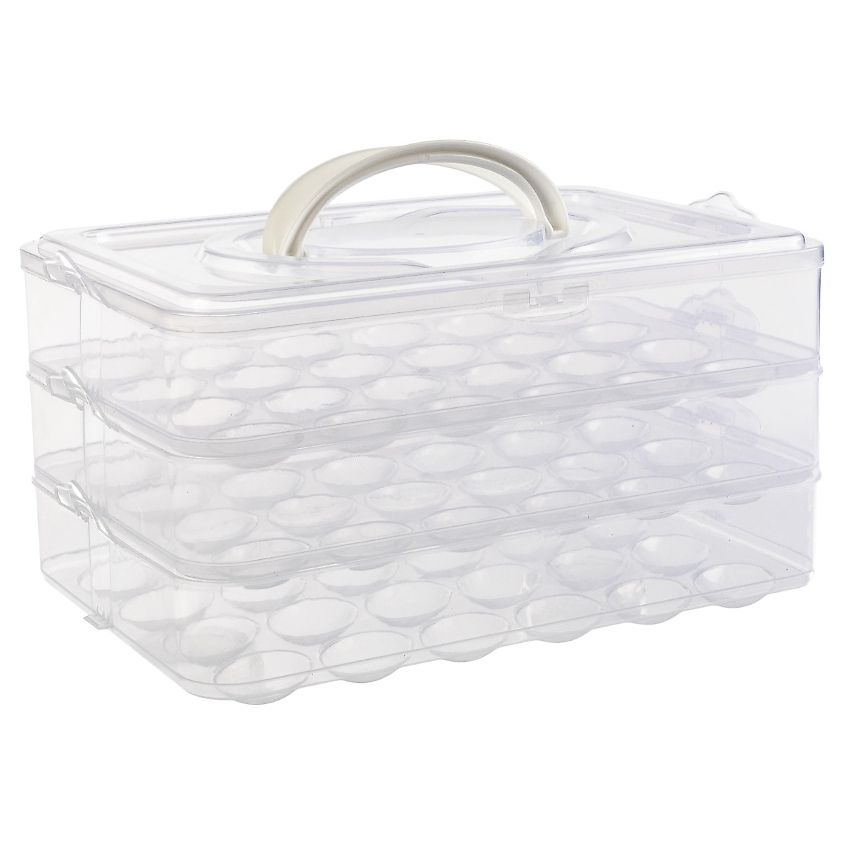Classic Cuisine Egg Container for Refrigerator - Large-Capacity Egg Holder with Lid and Handle - Carrier for 72 Fresh, Store Bought or Deviled Eggs