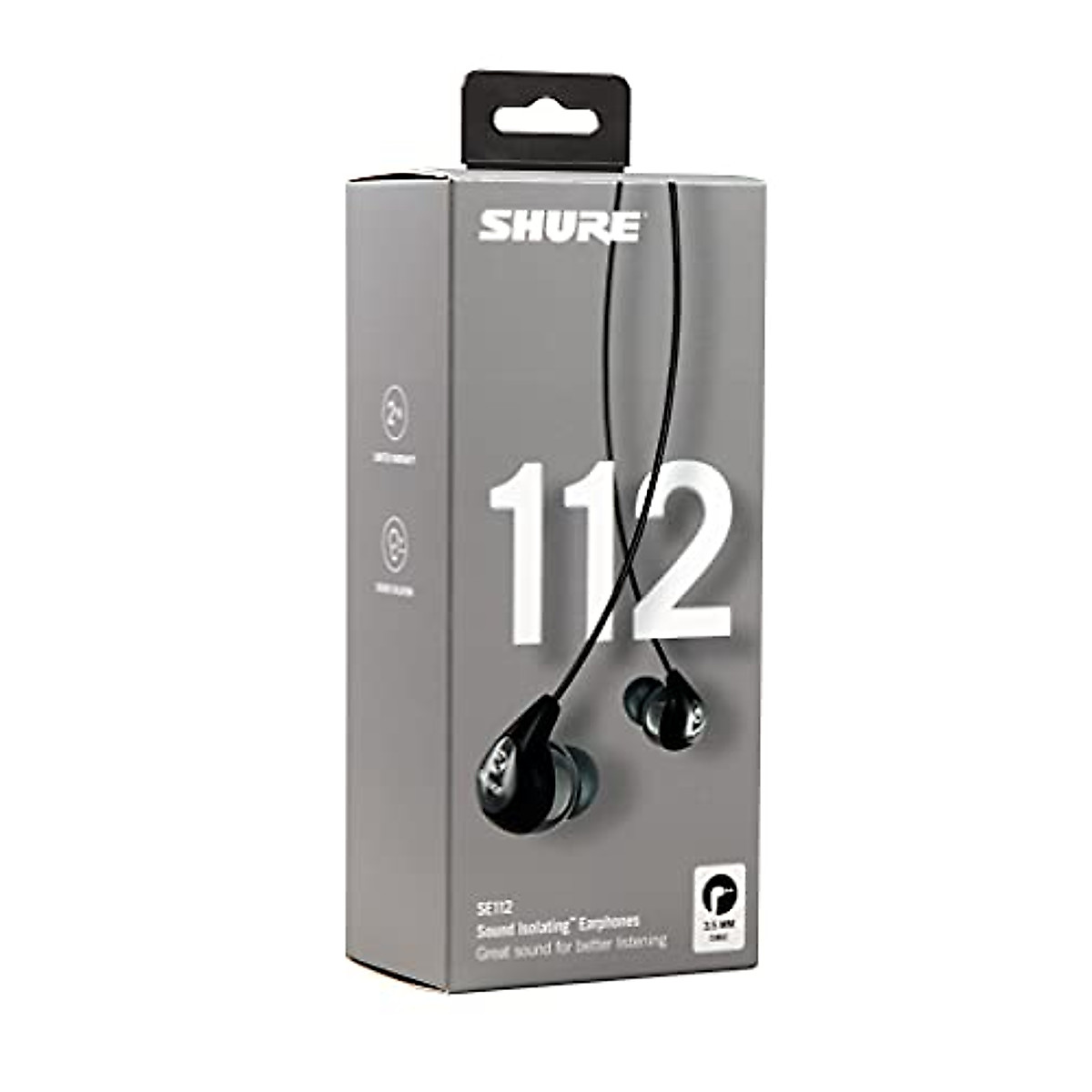 Shure SE112 PRO Wired Earbuds - Professional Sound Isolating Earphones with Single Dynamic MicroDriver, Secure In-Ear Fit, Fixed Cable, Durable Quality - Gray (SE112-GR)
