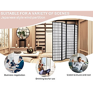Room Divider, 4 Panel Plum Blossom Shoji Screen, 6FT Folding Chinese Wall Dividers with Waterproof Shoji Paper for Home Office Bedroom, Divider for Room Separation Japanese Style Room Dividers