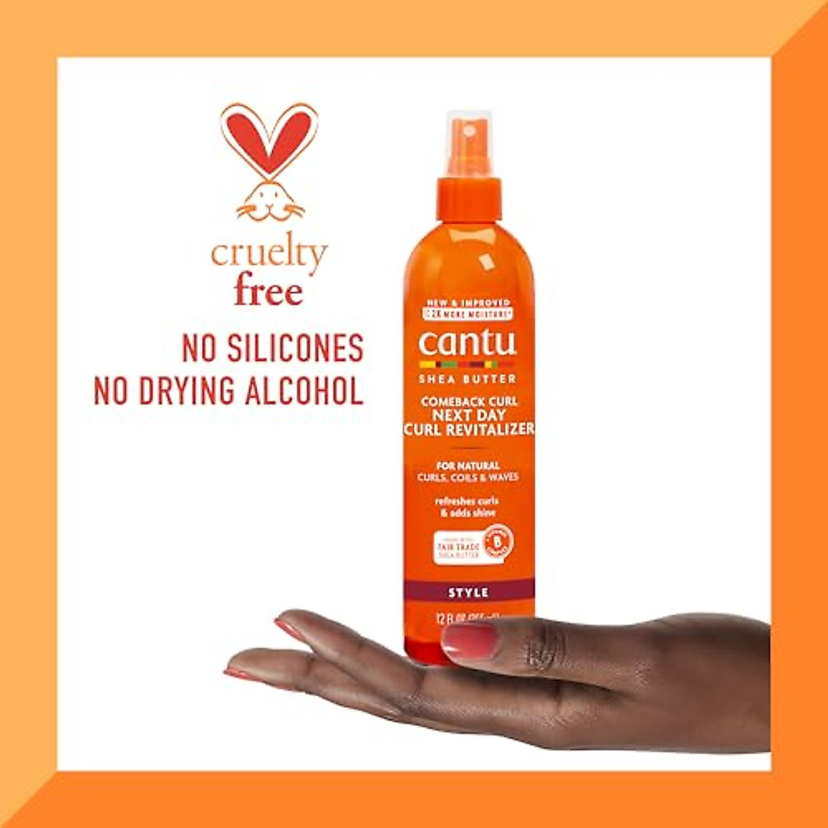 Cantu Comeback Curl Next Day Curl Revitalizer Mist with Shea Butter for Natural Hair, 12 fl oz (Packaging May Vary)