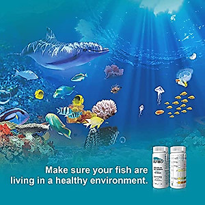 RUNBO Aquarium Test Strips 6 in1 for Fresh/Salt Water Fish Tank Aquarium, 100 Count Easy and Accurate Test Nitrate, Nitrite, General Hardness, Free Chlorine, Carbonate, Ph