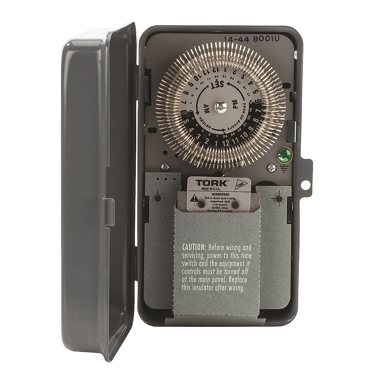 NSI 8000 Series Many Daily ON/Off Operations Per Day Duty Cycle 24 Hour Time Switch, Metal Indoor NEMA 1, 480/120 Trans. Input Supply, SPDT Output Contact (8001U), Color,Grey