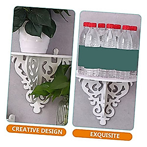 Cabilock 4 pcs Shelf for Art Flower Bracket Household Decor Hanging Nursery Decorative Carving Wall-Mounted Stand Modern Floating Pot Bedroom Office Wall Plant Retro Decoration Flowerpot