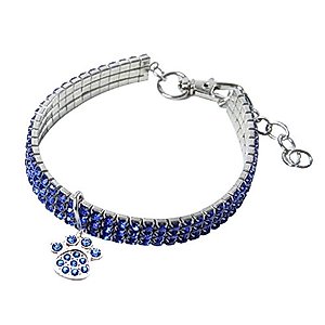 Pet Supplies Crystal Elastic Necklace Two-Color Peach Heart Zircon Colored Diamond Collar Cat and Dog Jewelry