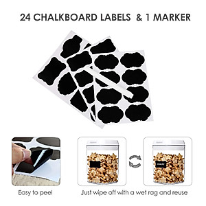 Vtopmart 6 PCS Airtight Food Storage Containers, BPA Free Plastic Snack Containers with Easy Lock Lids, for Kitchen Pantry Organization and Storage, Include 24 Labels, 0.8L