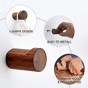 Coat Wood Hooks for Wall, 4PCS Natural Wooden Wall Hooks, Modern Decorative Hanging Hooks, Wall Mounted Coat Hat Rack, Handmade Minimalist Home Decor Stocking Holder for Hanging Hat, Towel, Purse