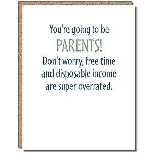 Modern Wit New Baby Card, Baby Shower Card, Gender Reveal Party, Expecting Parents, Pregnancy Congratulations, Single 4.25 X 5.5 Card With Envelope, Blank Inside, You're Going To Be Parents
