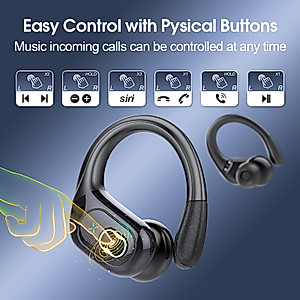Wireless Earbuds 75hrs Bluetooth 5.4 Headphone Sport, 2025 Bluetooth Earbuds Stereo Deep Bass Over Ear Bud with Earhooks, ENC Noise Cancelling Mic, IPX7 Waterproof Earphone for Workout/Running