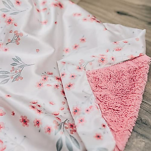 Saranoni Satin Back Receiving Blankets for Babies Super Soft Lush Luxury Baby Blanket (Satin Back Sakura Bloom, Mini 15" x 20")