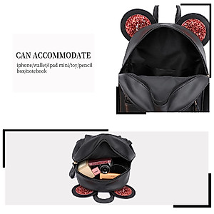 Mini Backpack for Girls Cutest Cartoon Toddler Sequin Bow Mouse Ears Bag Traveling Fashion Shoulder School Backpack Purse Gift for Little Girl Teen Women (Black)