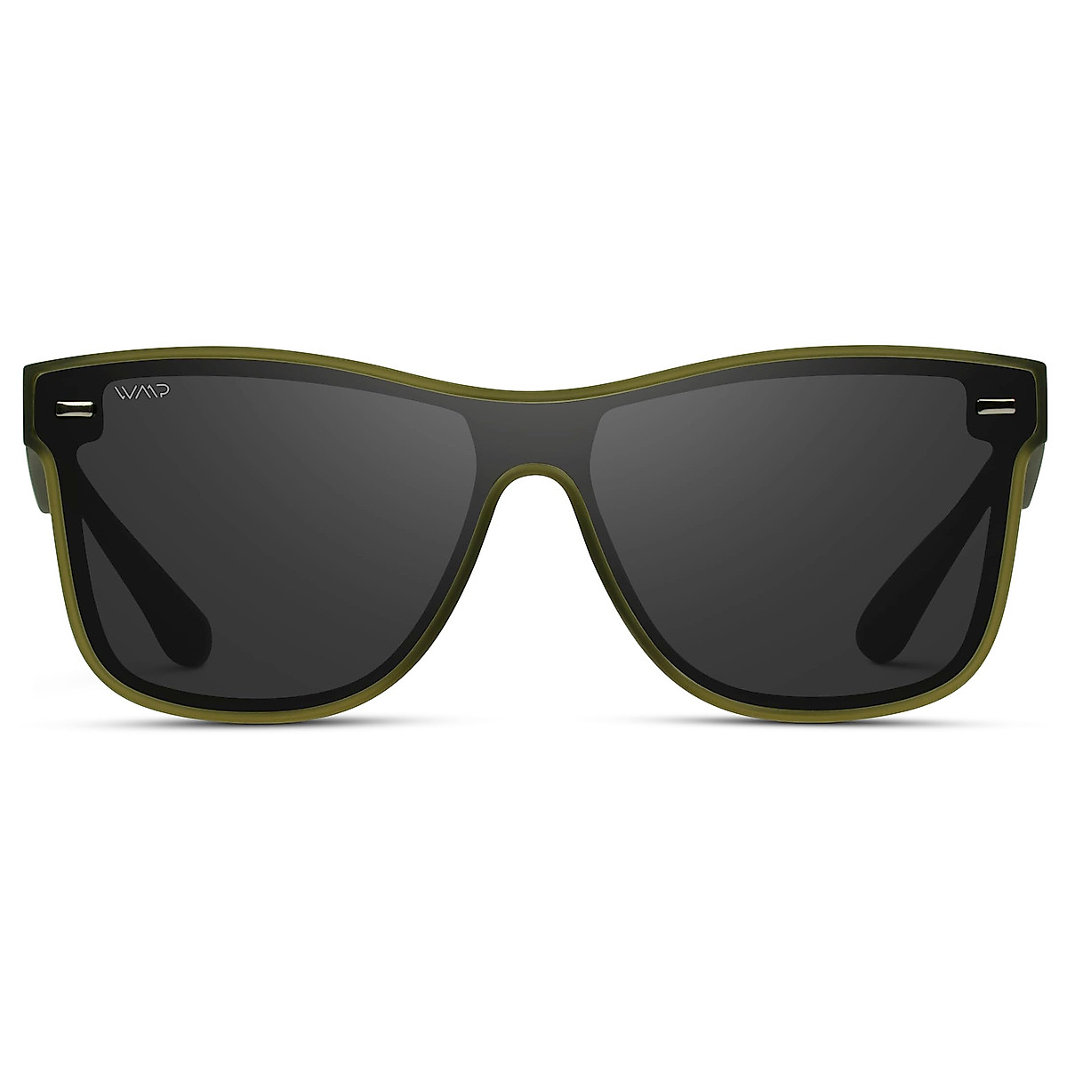 WearMe Pro - Polarized Full Mirror Flat Lens Square Modern Sunglasses (Frosted Saguaro Green/Black Lens)