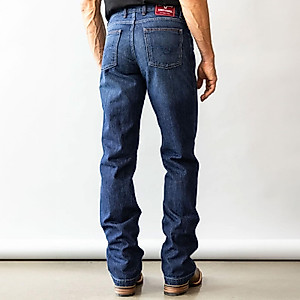 Kimes Ranch Men's Dillon Mid-Low Rise Relaxed Upper Thigh Wide Bootcut Hand-Sanded Integrated Knife Pocket Jean 36W/34L Indigo