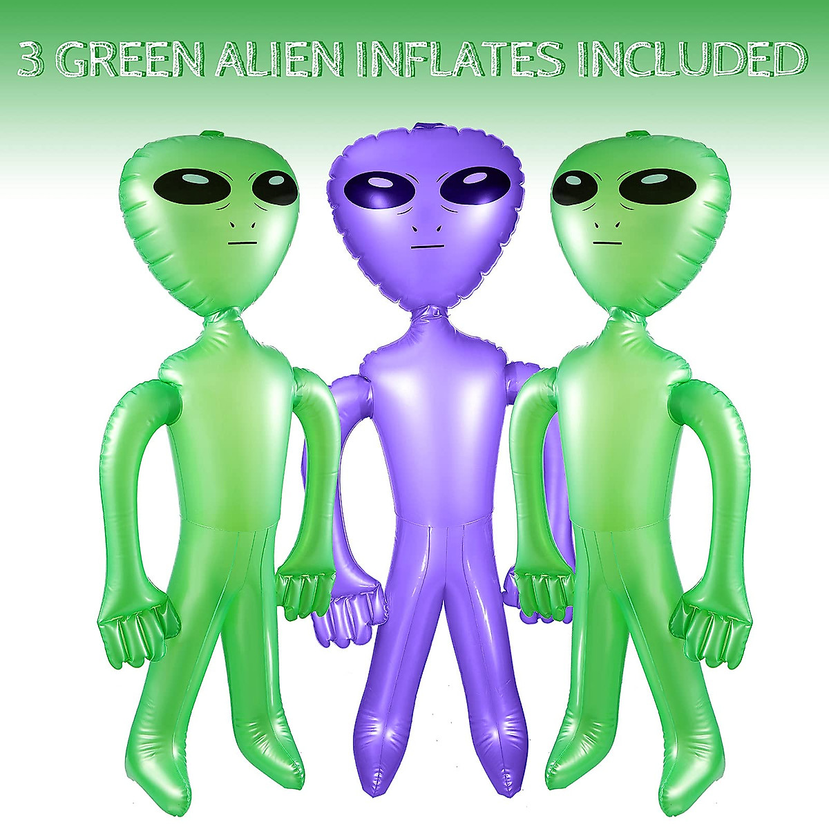 BBTO 3 Pcs Alien Inflates Inflatable Alien Jumbo Alien Blow up Toy for Party Decorations, Halloween, Birthday, Alien Theme Party(35 Inch,Green, Purple)