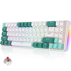 RK ROYAL KLUDGE 70% Mechanical Keyboard - RK71 Wireless Gaming Keyboard with Hot-Swappable Red Switches, Double-Shot Creamy Keycaps, RGB Backlit, and Triple-Mode Connectivity