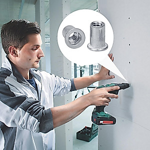 50 Pcs 1/4-20 Aluminum Flange Rivet Nut, UNC Flat Head Threaded Insert Nut