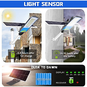 1800W Solar Street Light, 235000 Lumens Dusk to Dawn Solar Outdoor Lights Remote Control Waterproof IP67 6500K Security Solar Flood Light for Yard, Garage, Garden