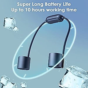 Cosyzone Portable Neck Fan, Hands Free Rechargeable Neck Fan Long-lasting, 360°Cooling Hanging One-touch Fan, Personal Fan 3 Speeds Adjustable for Outdoor Sport Traveling Camping - Blue