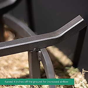 Ash & Ember 28" Wagon Wheel Fire Grate, High-Efficiency Smoke-Free Fireplace Log Grate, Decorative Wood Burning Lifted Grate Pit, Sandblasted Steel with Light Oil Coating