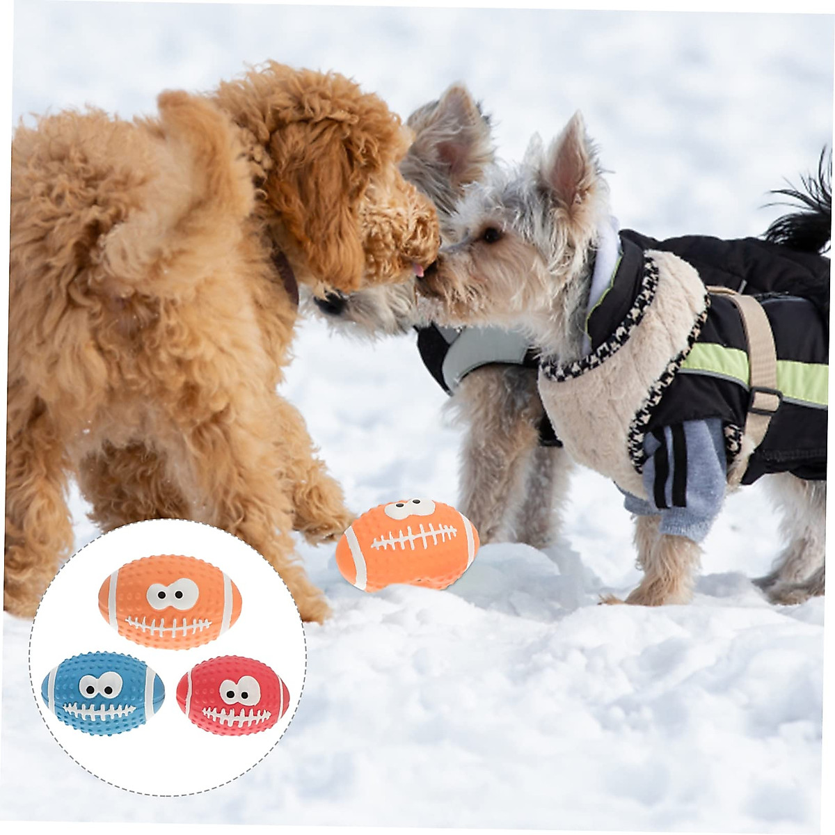 MERRYHAPY 3pcs Teething Ball Toys Teething Toy Squeaky Animal Chewing Toys Fetch Toys for Large Dogs Pet Chew Toys Balls for Dogs Rubber Balls Dog Balls Dog Sound Toy Emulsion Puppy