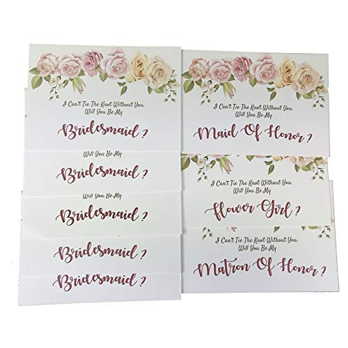 Bridesmaids Proposal Gift Boxes Set of 8 with Rose Gold Foil Letters & Proposal Cards to Ask Bridesmaids, Maid & Matron of Honor & Flower Girl (5 Bridesmaids, 1 MatronH, 1 MaidH, 1 FlowrGrl, 8)