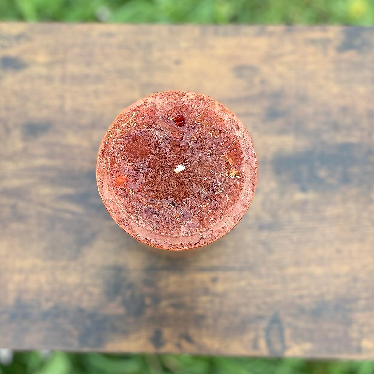 Rustic Textured Rusty Orange Brown Unscented Pillar Candle - Choose Size - Handmade Candle