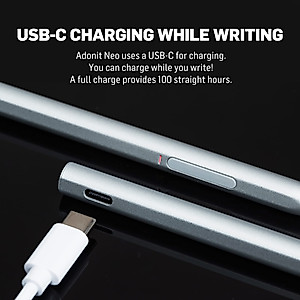 Adonit Neo Ink, Magnetic Attachable Stylus Pen for Microsoft Surface, 4096 Pressure Sensitivity, Tilt, Palm Rejection, Compatible with Surface Book/Go/Pro/Studio, Surface Laptops- Matte Silver