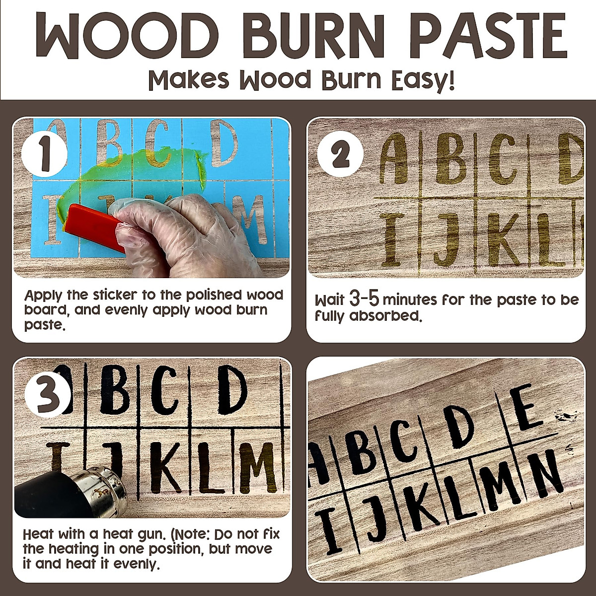 1DFAUL Wood Burn Paste Pen Kit, 4OZ Wooden Burning Gel, Double Sided Wood Burn Marker Kit for DIY Beautiful Wooden Burning in Minutes, Perfect for Beginners Handmade Meaningful Gifts