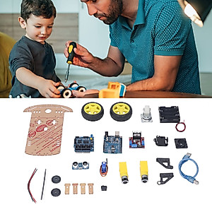 DIY Robot Smart Car Chassis Kit DIY Programmable Development Board 2WD Ultrasonic with Motor MCU