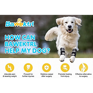 Bawektrl Dog Wrist Brace Compression Carpus Wraps with lateral Metal splints, Provide More Support for Canine Front Leg, Help with Cruciate Ligament, Wound Healing and Loss of Stability from Arthritis