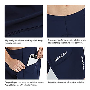 BALEAF Men's Padded Bike Shorts Cycling Tights 3D Padding Bicycle Accessories Road Biking MTB Pockets UPF 50+ Dark Blue Size M