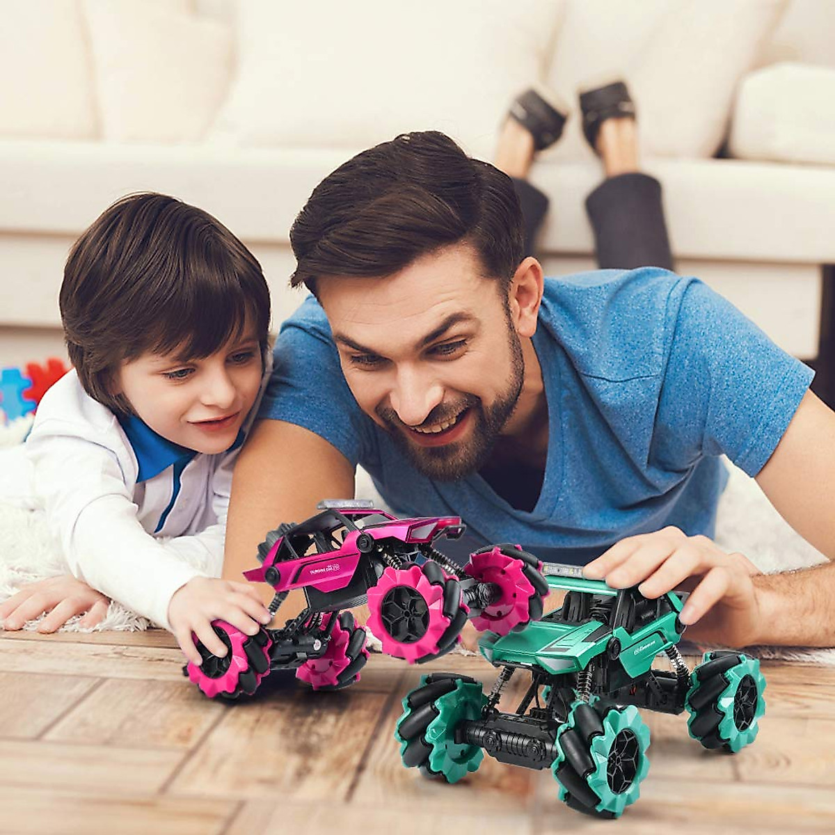 NQD Gesture Remote Control Car - 4WD Off-Road 1:14 Big Monster Stunt Car with 360° Spins All Terrain Hand Controlled Sensor Toy Cars with Lights Music for Kids Boys & Girls Birthday Gifts (BLUE)