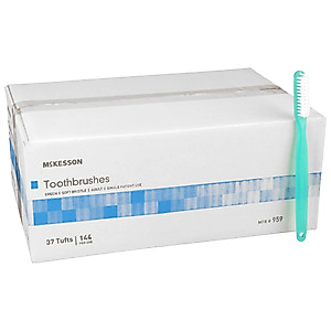 McKesson Toothbrush, Soft Bristle, Single Use/Disposable, Green, 144 Count, 1 Pack