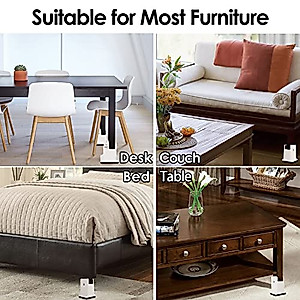 Affogato Bed Risers, Adjustable Furniture Risers with Screw Clamp, 4 Pack Heavy Duty Furniture Risers 3.4 Inch for Chairs, Desk, Cabinet, Sofa, Fit Leg Diameters 0-1.4”, Support Up to 5000lbs (White)