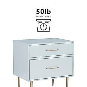 Linon Modern Ice Blue Gold Hardware Lennon Two Drawer Nightstand
