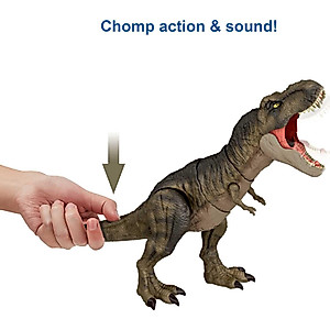 Mattel Jurassic World Dominion Dinosaur Toy, Thrash ‘N Devour Tyrannosaurus Rex Action Figure with Sound & Motion