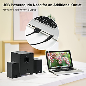 OROW S211 New USB-Powered 2.1 Multimedia Speakers System with Subwoofer,16W Computer Speakers,Strong Bass,3.5mm Audio Inputs,Great for PC/PS4/TV (Wooden)