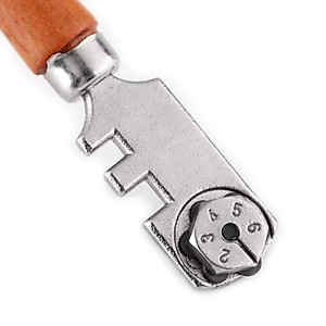 Wheel Glass Cutter,Professional Grade Glass Cutter Tool, Craft Cutting Kit with Wooden Handle,with 6 Cutting Blades,for Glass Bottles,Mirrors,Window Panes,Ceramic Tile