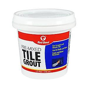 Red Devil 0422 Pre-Mixed Tile Grout, 1/2 Pint , White