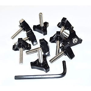 1/4"-20 x 1 Three Prong Clamping Thumb Screw Thumbscrew Thumb Screws Stainless Steel Standard/Coarse Plastic Knob Thumbscrew Stud 1" – with Hex Wrench - Built in USA - Pack of (10)