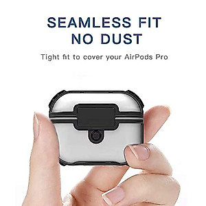 Towevine Waterproof AirPods Pro Case Cover, IP68 Waterproof Shockproof Dustproof Full-Body Protective Rugged Case for AirPods Pro with Keychain, Support Wireless Charging, Visible LED Light