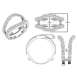 Dazzlingrock Collection 1.75 Carat (ctw) Round Lab Grown Diamond Ladies Wedding Enhancer Guard Double Ring, 18K White Gold, Size 6